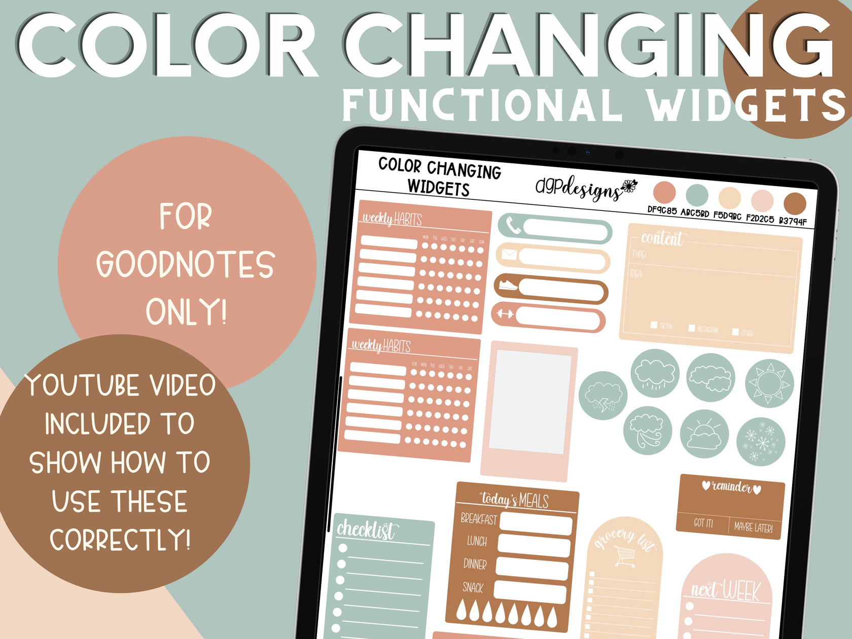 Color Changing Widgets *GOODNOTES ONLY – DGPDesignsCo.