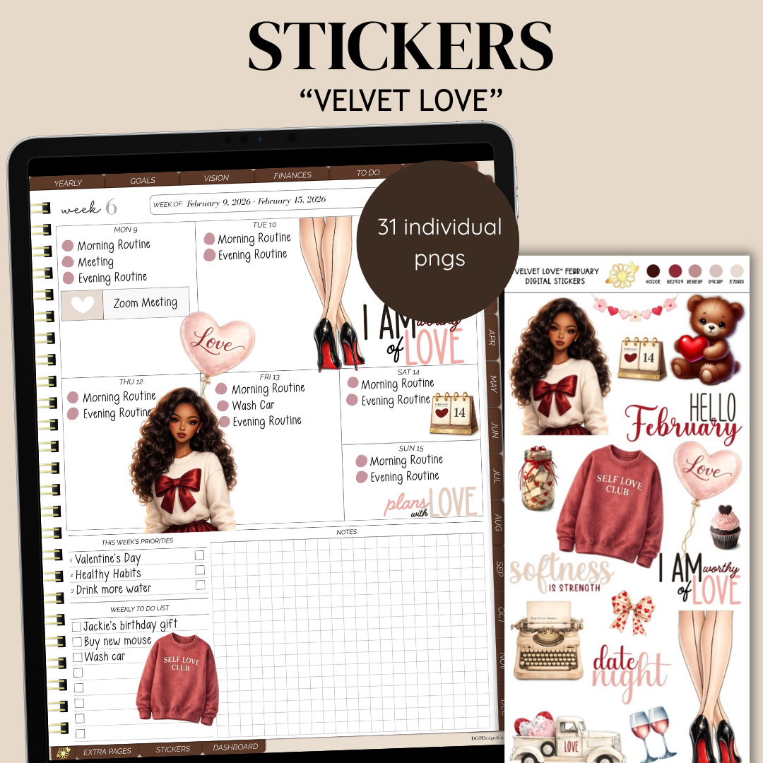 Velvet Love - Digital Stickers – DGPDesignsCo.